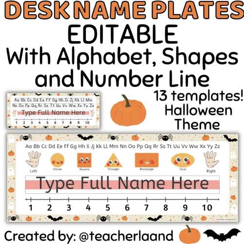 Student Desk Name Plates / Tags! Cute Halloween Theme Shapes+Alphabet ...