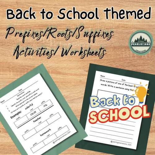 Back to School Themed Prefixes, Roots, and Suffixes Worksheets for 2nd ...