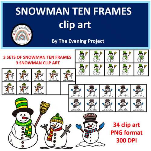 SNOWMAN TEN FRAMES CLIP ART/ 3 SETS /COMMERCIAL USE ALLOWED | TPT
