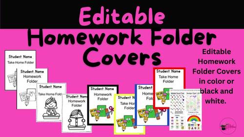 Editable Take Home Folder Covers, Editable Homework Folder Covers