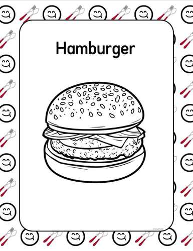 Fun Food Coloring Book for Kids | 20 Pages of Cute Food with Spoons ...