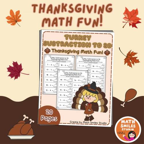 Turkey Subtraction to 20 | Thanksgiving Math Fun | 1st & 2nd Grade