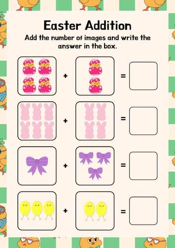 Math Easter Adition Easter Worksheet PreK - 2nd Easter Activity Printable