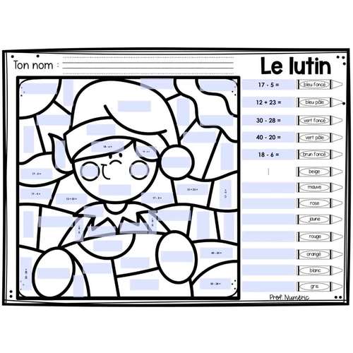 FRENCH CHRISTMAS WORKSHEETS COLOR BY CODE - Colorie par code - MODIFIABLE
