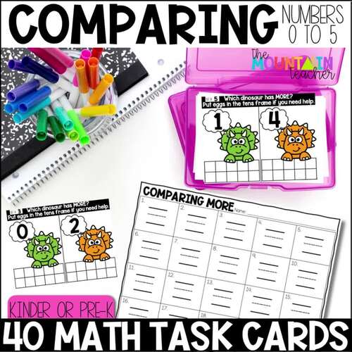 Comparing More Numbers to 5 Activities - Kindergarten Math Centers ...