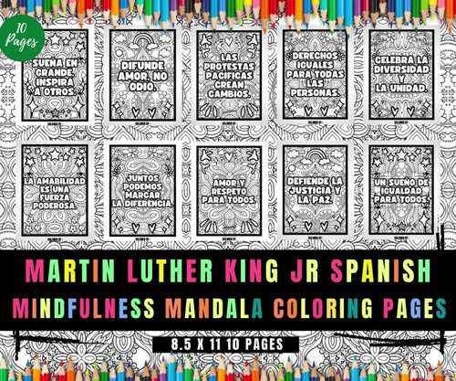 Martin Luther King Jr Spanish, MLK Day, Printable Coloring, No Prep