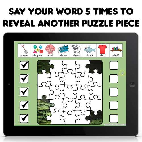 No Print Sh Sound Animal Articulation Puzzles for iPad or Teletherapy