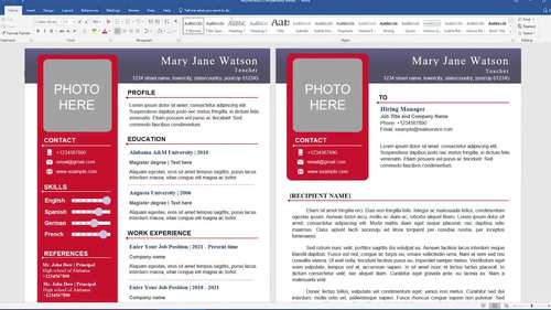 RESUME Template Editable MS Word | CV Letter template | Teacher Resume