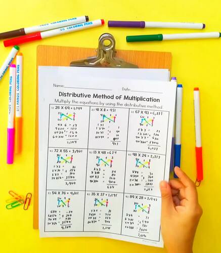 Distributive Method of Multiplication Worksheet by The Joy in Teaching
