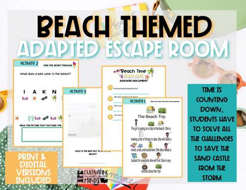 Beach Themed Escape Room Special Education ESY End of Year Activities ...