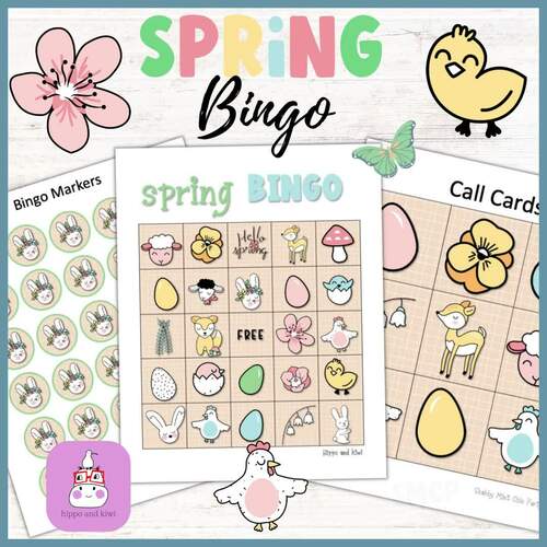 Spring Bingo Game: Thirty 5x5 Bingo Cards, Markers, Calling Cards