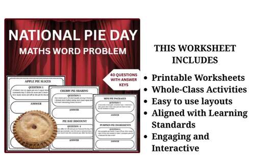 NATIONAL PIE DAY |40 MATHS WORD PROBLEM| GRADE 3-8 by Learnwith Ease