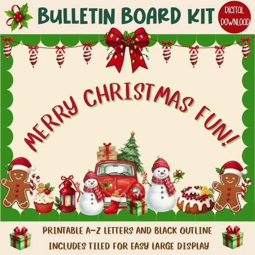 Merry Christmas Bulletin Board Kit: Classroom Decor, Winter Door ...