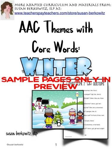 Core and Fringe Vocabulary Winter Themed Activities by Susan Berkowitz