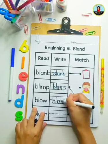 Beginning Blends Worksheet - Read, Write and Match by The Joy in Teaching