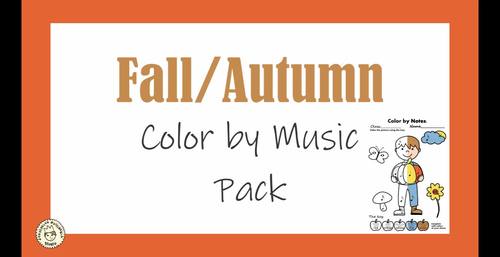 Fall Music Coloring Pages Pack | Color by Note Elementary Music Sub Plans