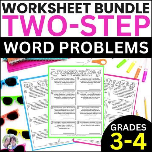 Complete Bundle of Seasonal Two-Step Word Problems Worksheets for ...