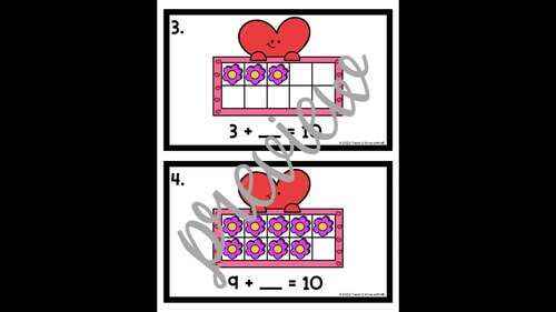 Valentine's Day Math Task Cards Adding with Ten Frames Kindergarten 1st ...