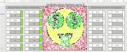 Digital Math Pixel Art | 4th Grade Fluency - Multiplication Factors up to 5