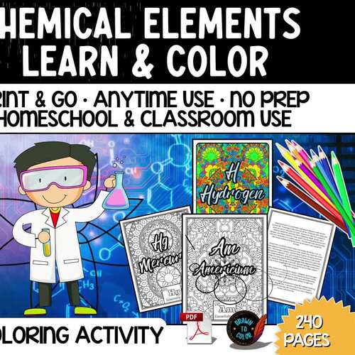Learn & Color the Chemical Elements | Periodic Table Science Coloring Pages