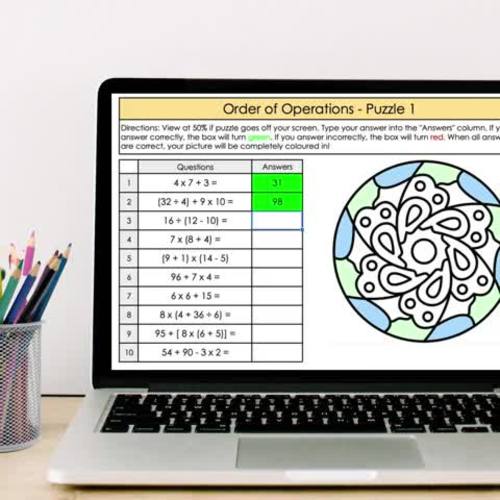 Order of Operations - BODMAS / BIDMAS / PODMAS - Digital Colour by Number