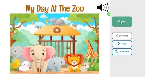 Summer Vacation Zoo Adapted Book BOOM Cards Wh Questions Sequencing Audio
