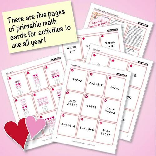 Arrays of Hearts: 2nd Grade Math Sense Card Games for Valentines Day ...