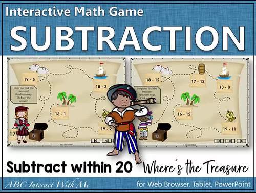 Subtraction within 20 Interactive Math Game {Where's the Treasure}