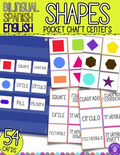 Bilingual Spanish/English 2D Shape Recognition Pocket Chart Sorting Center