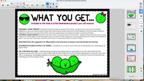 Peas in a Pod - CVC Words - Short E - for Smartboard by Leigh Majer
