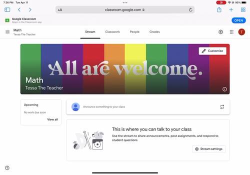 ANIMATED Google Classroom Header Banner GIF RAINBOW All Are Welcome