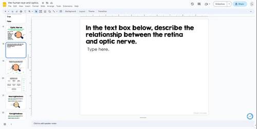 The Human Eye and Optics Interactive Lesson | TPT