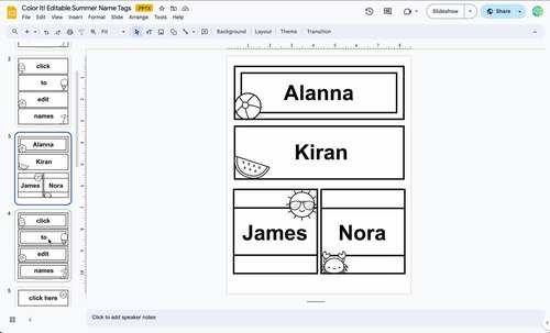 Color It! Editable Summer Name Tags by Creative Teaching Lab | TPT