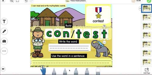 Multisyllabic Words Preloaded Seesaw Digital Word Building | TPT