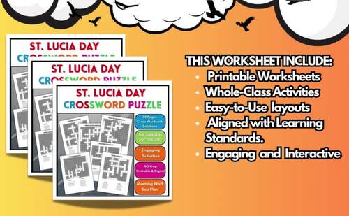 St. Lucia Day Swedish Holiday Crossword Activities 4th,5th,6th,7th,8th ...