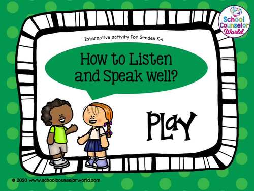 INTERACTIVE SEL LP#18: Listening vs. Speaking, Grades K-1 | TpT