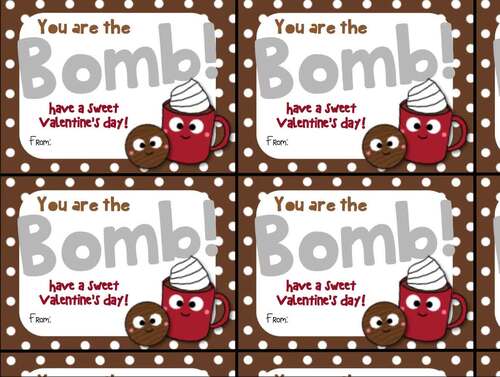 Hot Chocolate Bomb/Ball Valentine's Day Gift Tag- You're the Bomb!