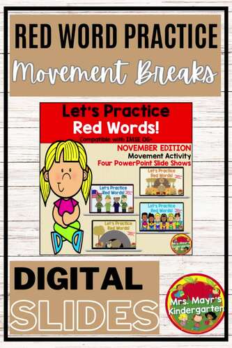 OG Red Word Fluency Practice Kindergarten November by Mrs Mayr's ...