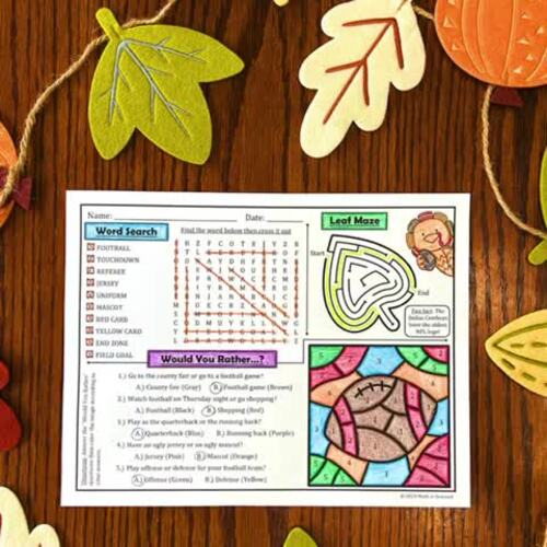 Fall Early Finishers Thanksgiving by Math in Demand | TPT