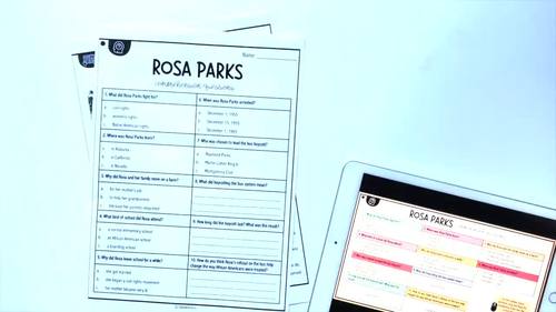 Rosa Parks Biography Set - Reading Passage, Differentiated Activities ...
