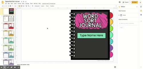 Digital Word Sort Notebook for Words Their Way | Google Slides | TPT