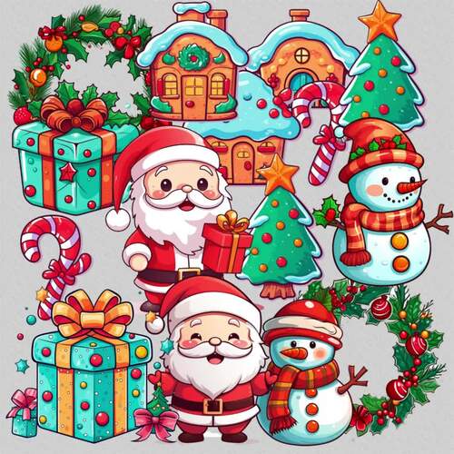 Cute Christmas Wonderland: 13 Adorable Images for Commercial Use by ...