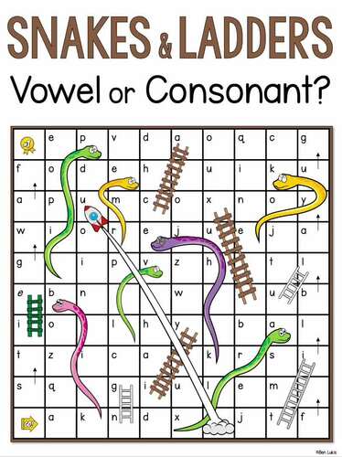 Vowel or Consonant Snakes and Ladders Board Game - Fun Classroom Game