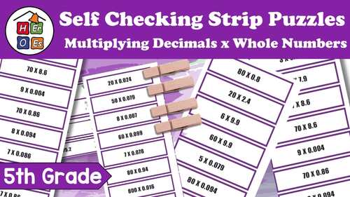 Multiplying Decimals x Whole Numbers | Strip Puzzles | 5th Grade