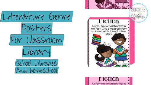 Genres of Literature Posters for Classroom Library Display Bulletin ...