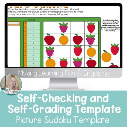 Templates - Self-Checking Digital Resource Task Card - Picture Sudoku ...