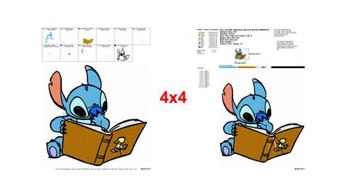 Cute Stitch Reading Duck Book Cartoon Embroidery Designs - Instant Download