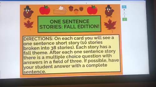 SPEECH THERAPY BOOM CARDS: One Sentence Stories with a Fall Theme