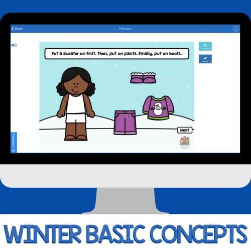 Winter Basic Concepts Boom Cards for Speech Teletherapy by Speechie Street
