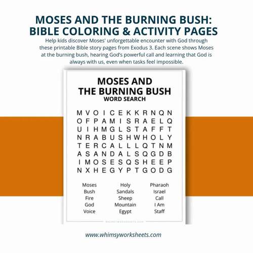Moses and the Burning Bush Kids Printable Activity | Christian ...